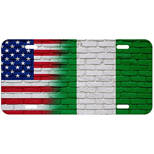Nigerian American Flag Aluminum License Plate
